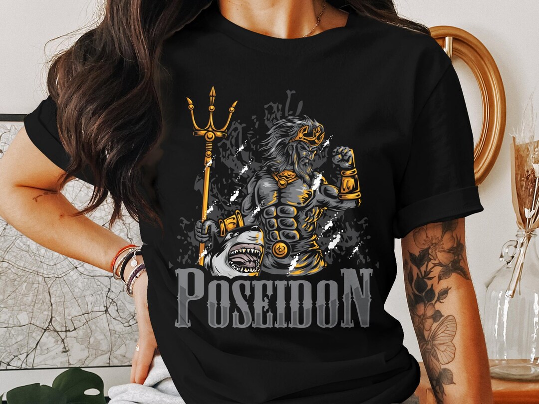 Poseidon Graphic Tee, Ancient Greek God Shirt, Greek Mythology T-shirt ...