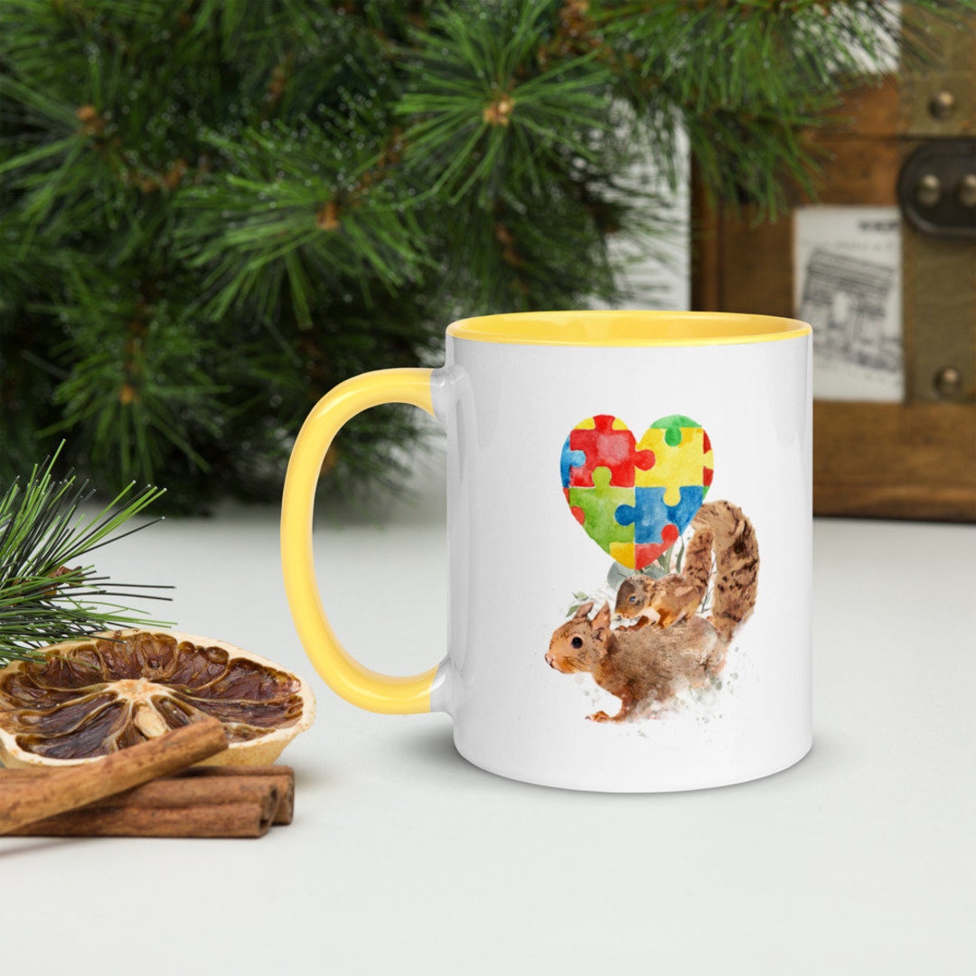 Autism Awareness Mug, Watercolor Squirrel Mom With Autistic Spectrum ...