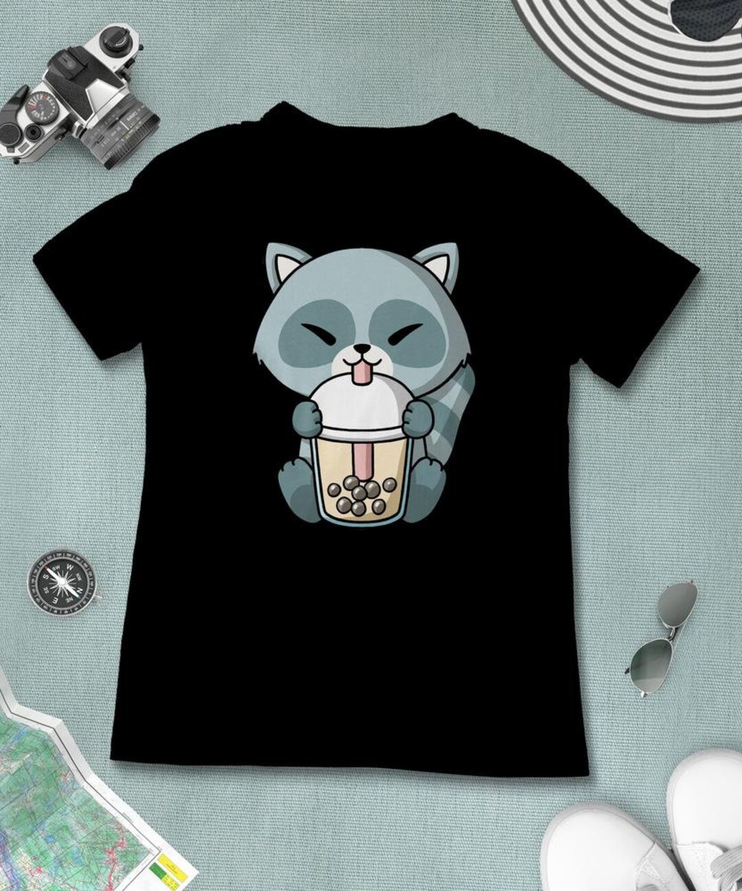 Boba Milk Tea Raccoon T-shirt, Funny Boba Milk Tea Shirt, Bubble Tea T ...