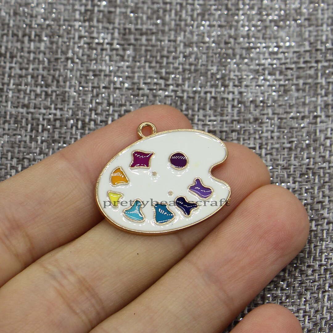 10 Paint Palette Charms Artists Painting Tools Charms Gold Plated Tone ...
