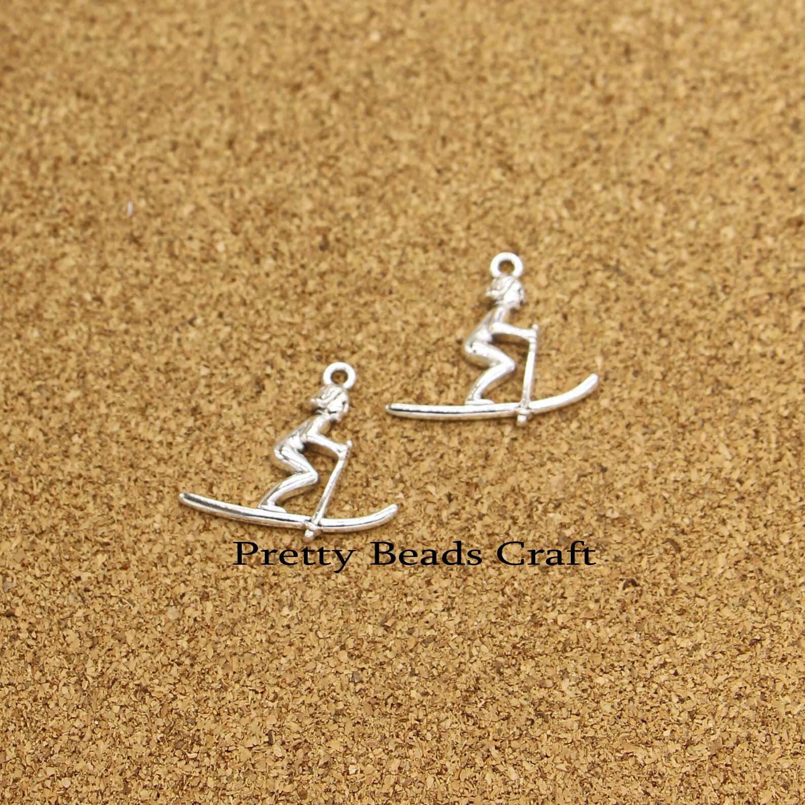25 Ski Charms Ski Charm Basteln Zubehör Antik Silber Ton | Etsy