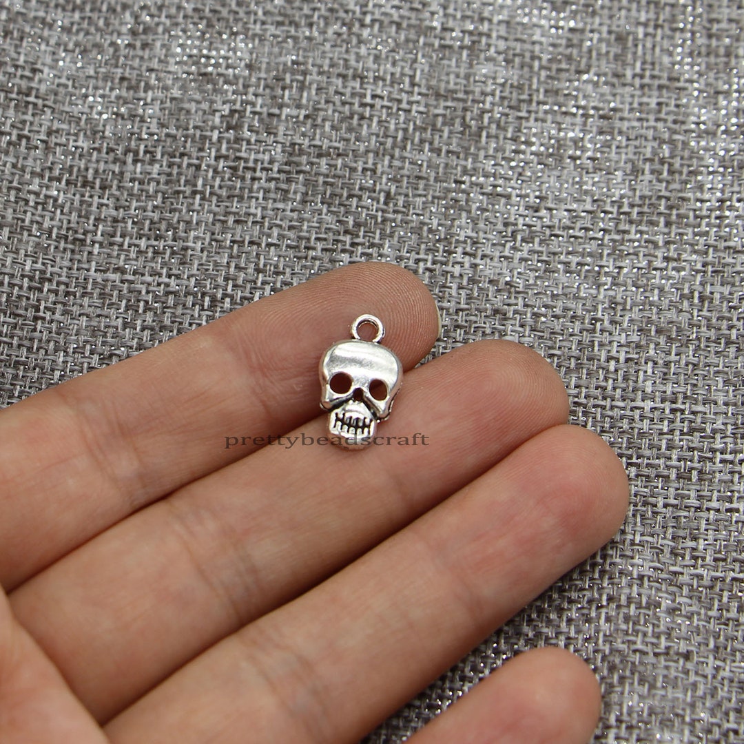50 Skull Head Charms Halloween Bulk Charms DIY Craft Supplies Antique ...