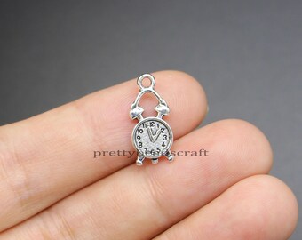 Silver Clock Charm - Etsy
