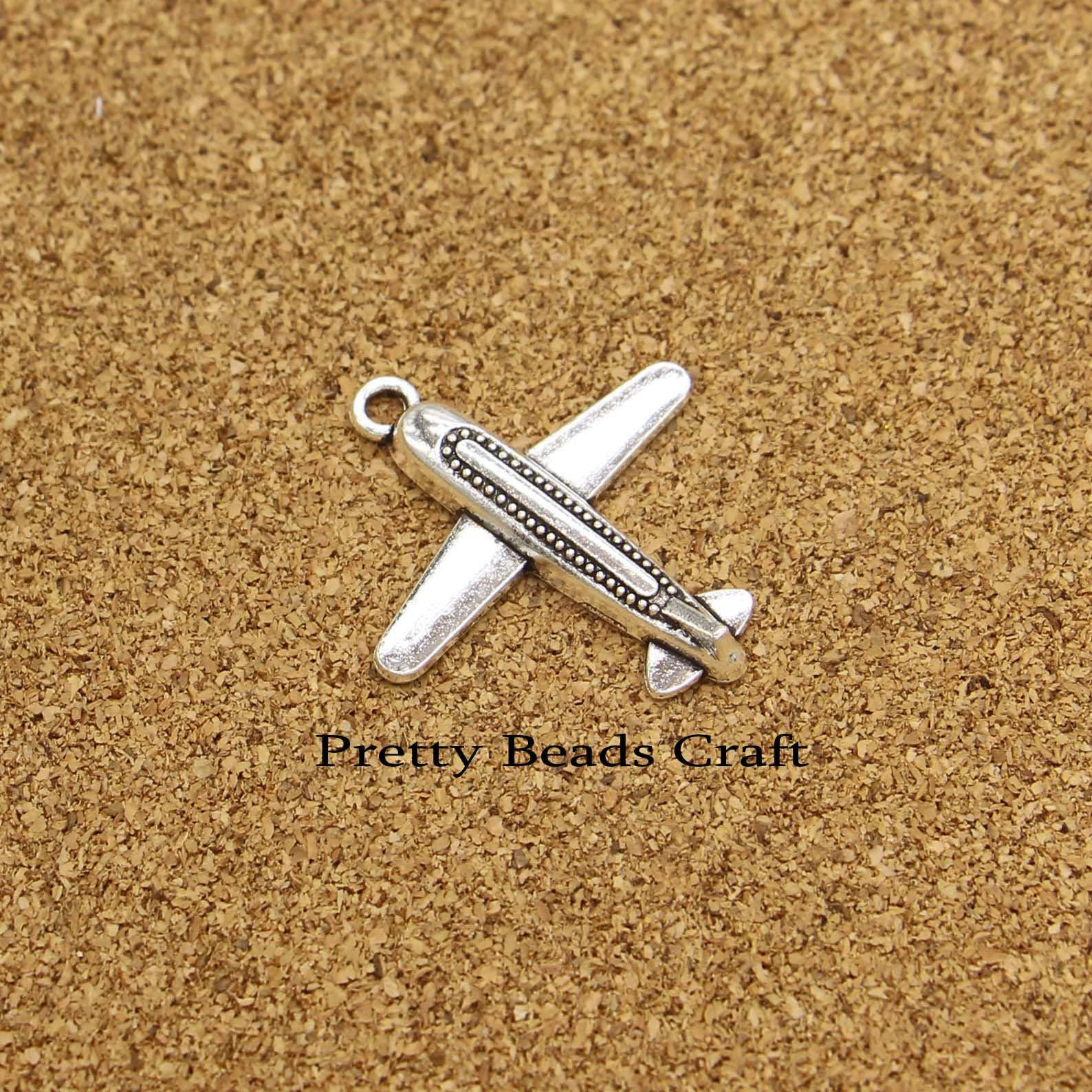 12 Airplane Charms Aeroplane, Plane Antique Silver Tone 32x35mm - Etsy