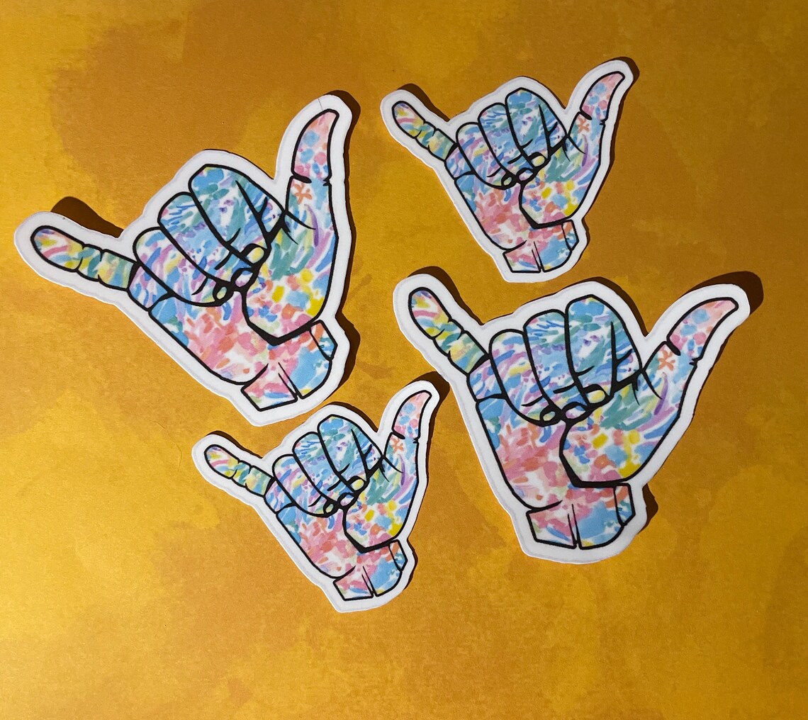 Colored print hang loose sticker | Etsy