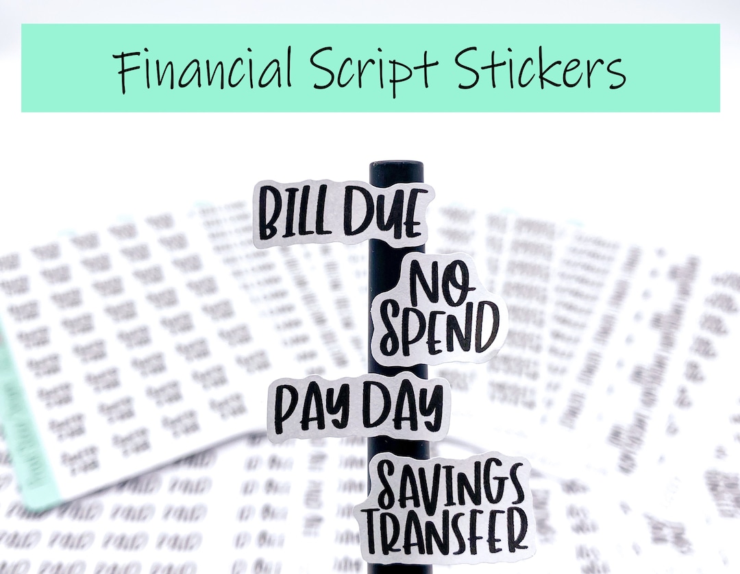 Financial Script Stickers - Etsy
