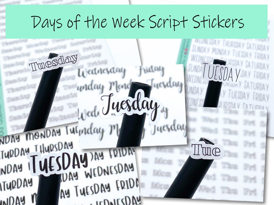 Days of the Week Script Stickers - Etsy