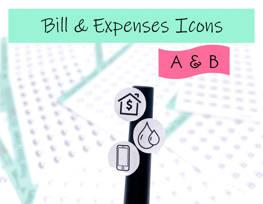 Bill & Expenses Icon Stickers (set A and B) - Etsy