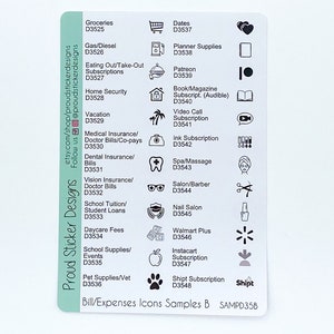 Bill & Expenses Icon Stickers (set A and B) - Etsy
