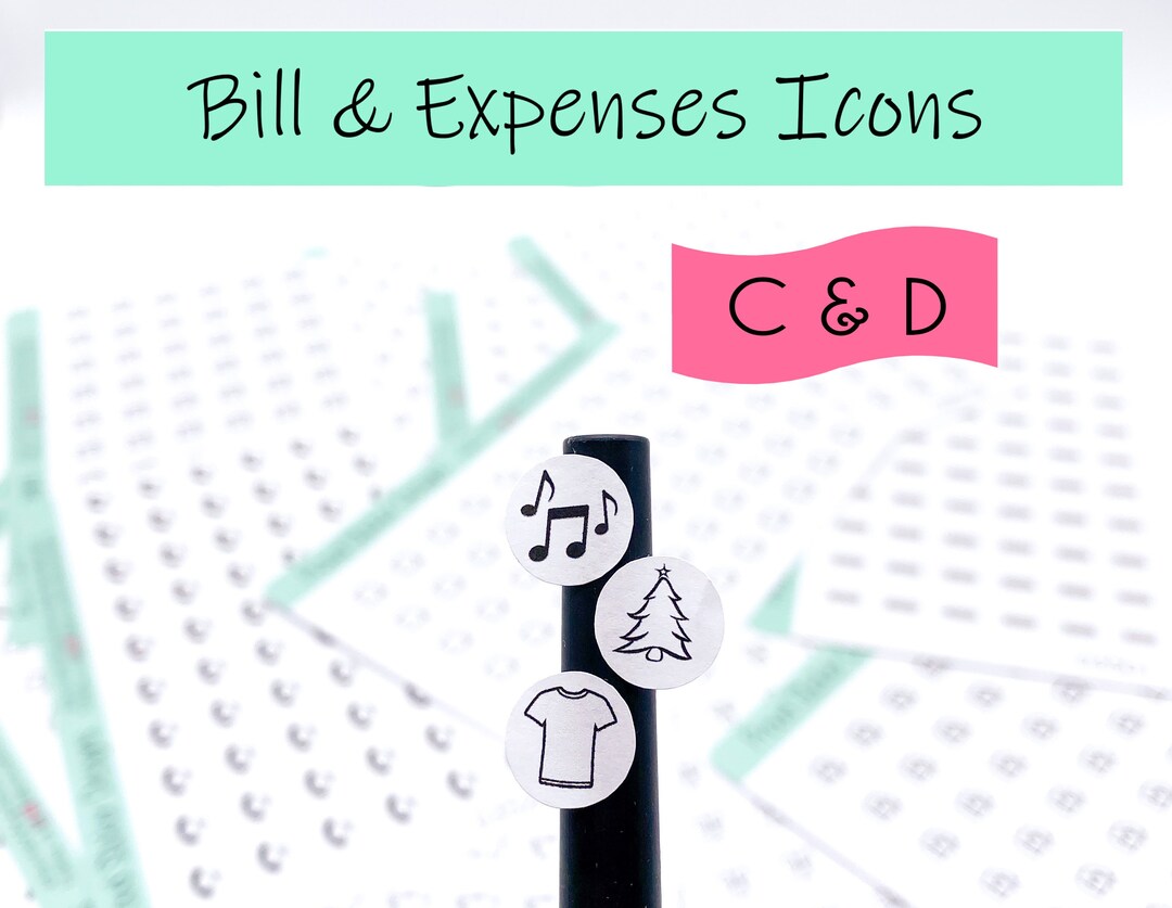 Bill & Expenses Icon Stickers (set C and D) - Etsy