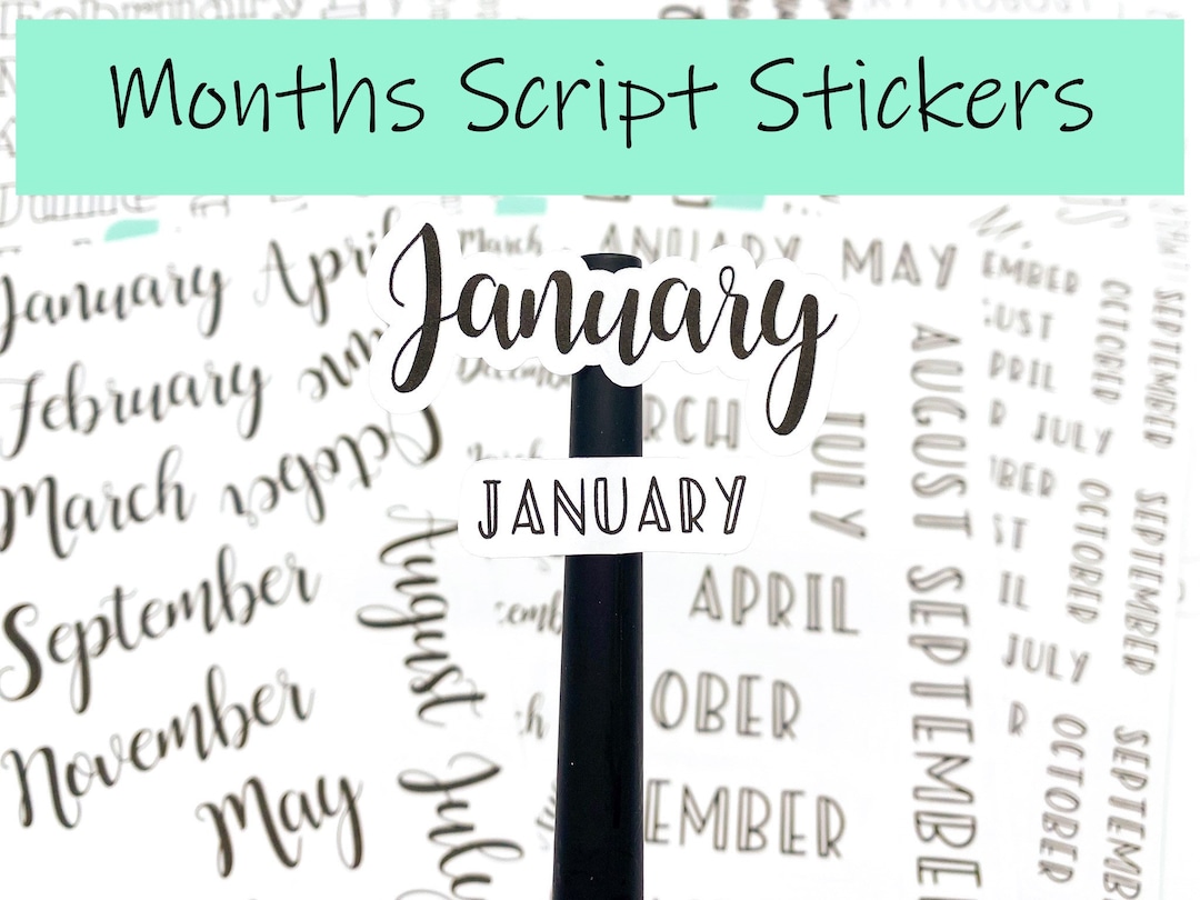 Month Script Stickers - Etsy