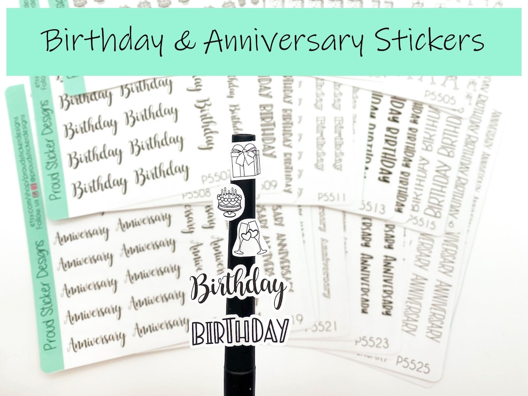 Birthday and Anniversary Stickers - Etsy