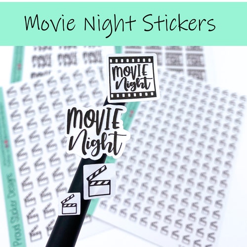 MOVIE NIGHT Planner Stickers Printable Movie Night Stickers - Etsy