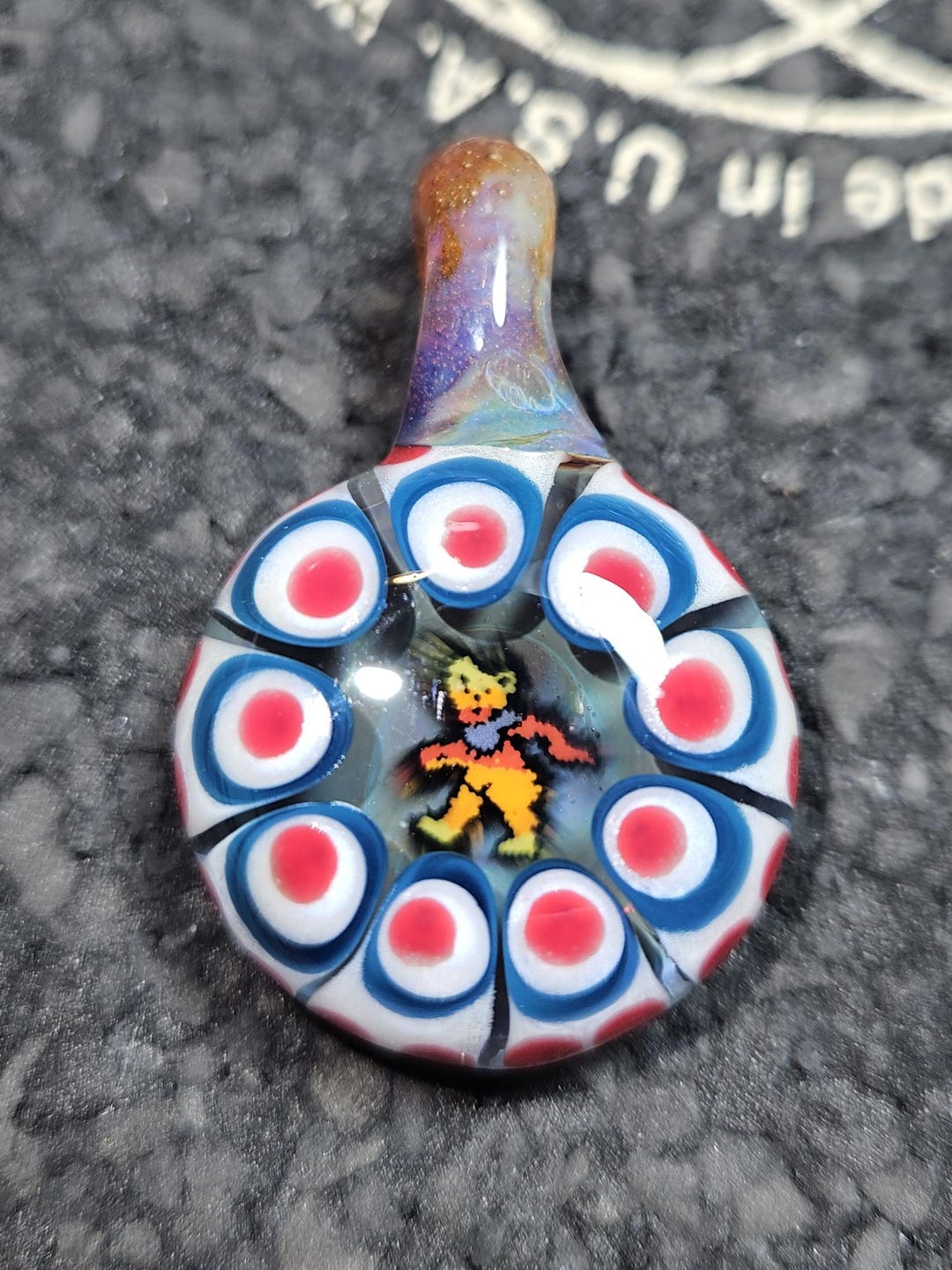 Grateful Dead Bear W/ Dotstack Glass Pendant - Etsy