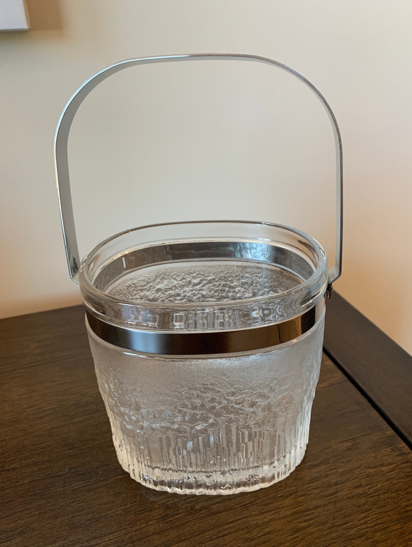 Vtg. Textured Glass Mini Ice Bucket. Ice Bucket. Metal Handle. - Etsy
