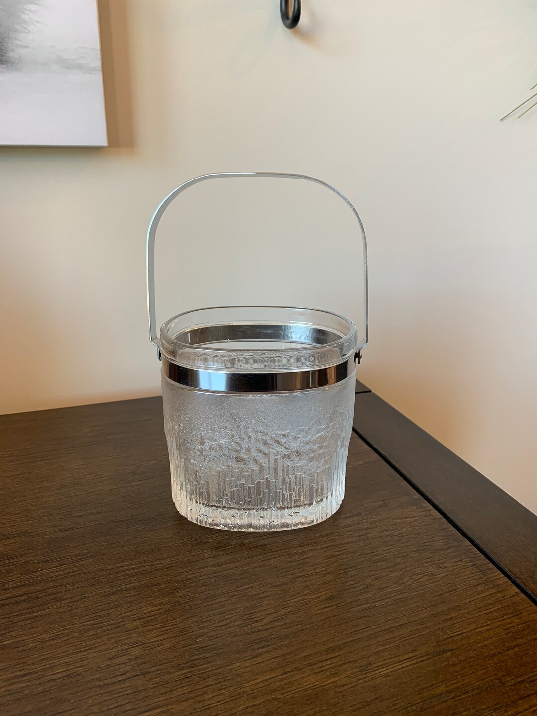 Vtg. Textured Glass Mini Ice Bucket. Ice Bucket. Metal Handle. - Etsy