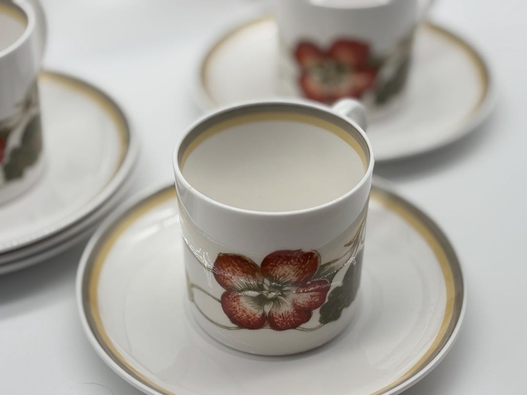 Retro Suzie Cooper Bone China - Coffee Cup & Saucer in Nasturtium ...