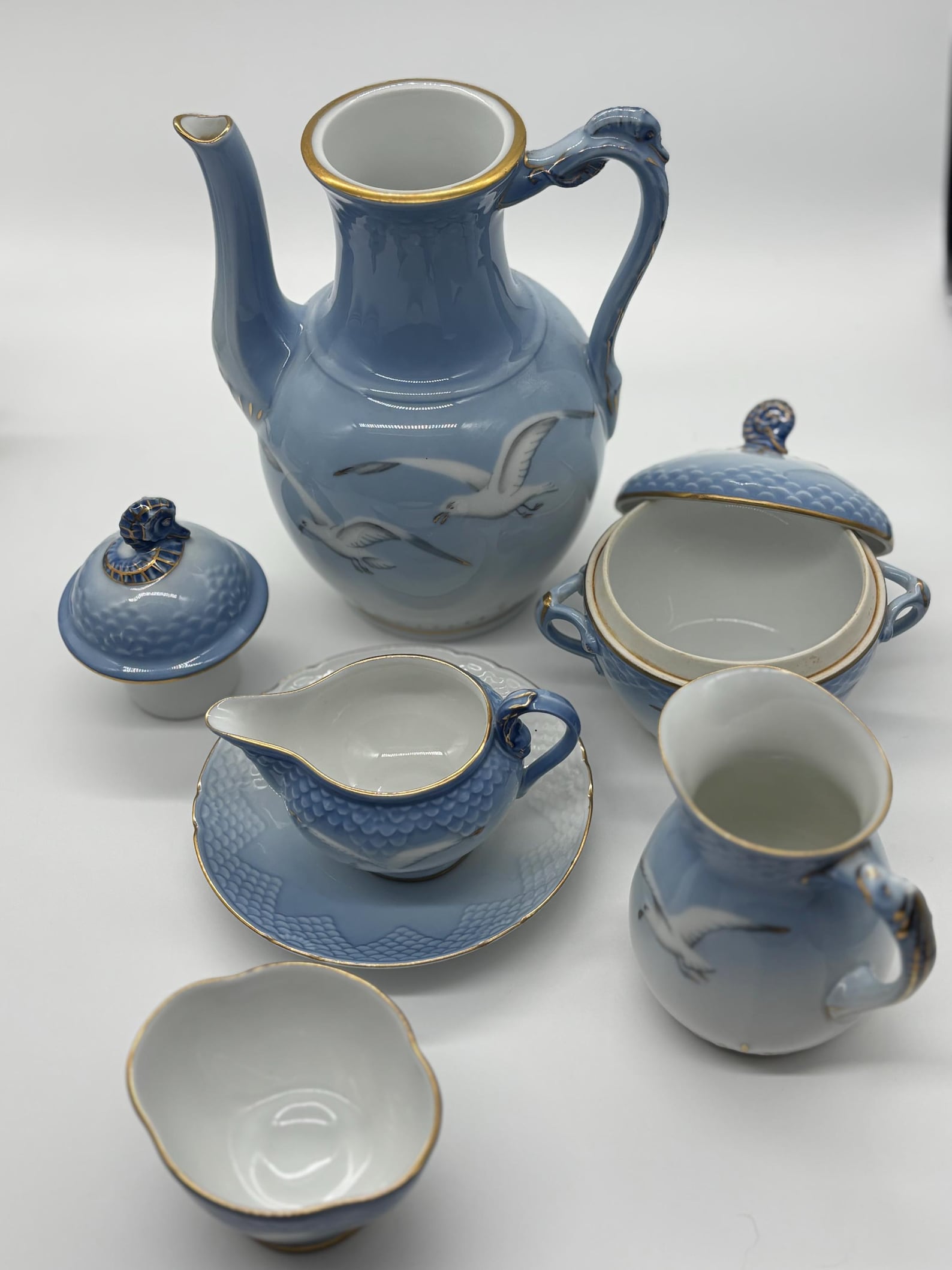 1950s - BING & GRONDAHL, 19 Piece Porcelain Coffee Service in Blue and ...