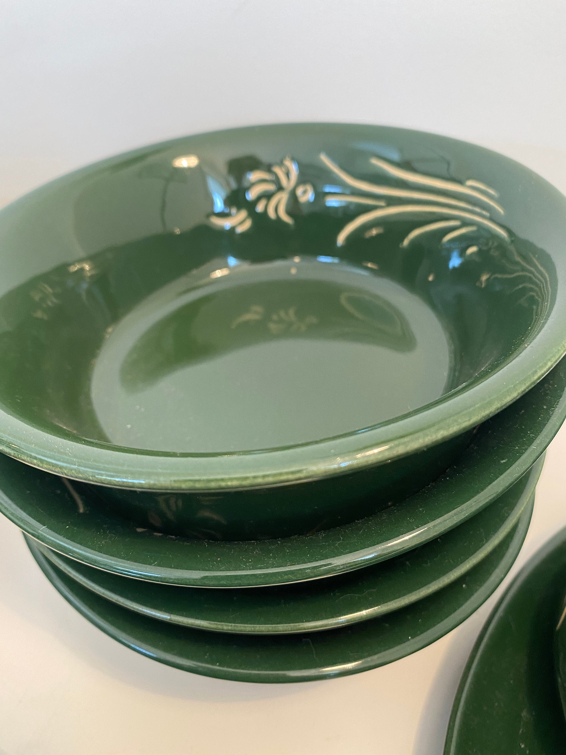 MCM Mid Century Modern Dark Green Pottery Dinner Plates & - Etsy Australia