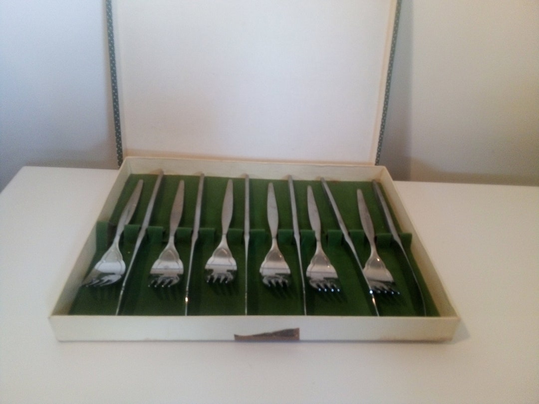 Vintage Mytton Rodd Grosvenor Fish Cutlery Set in Box, Stainless Steel ...