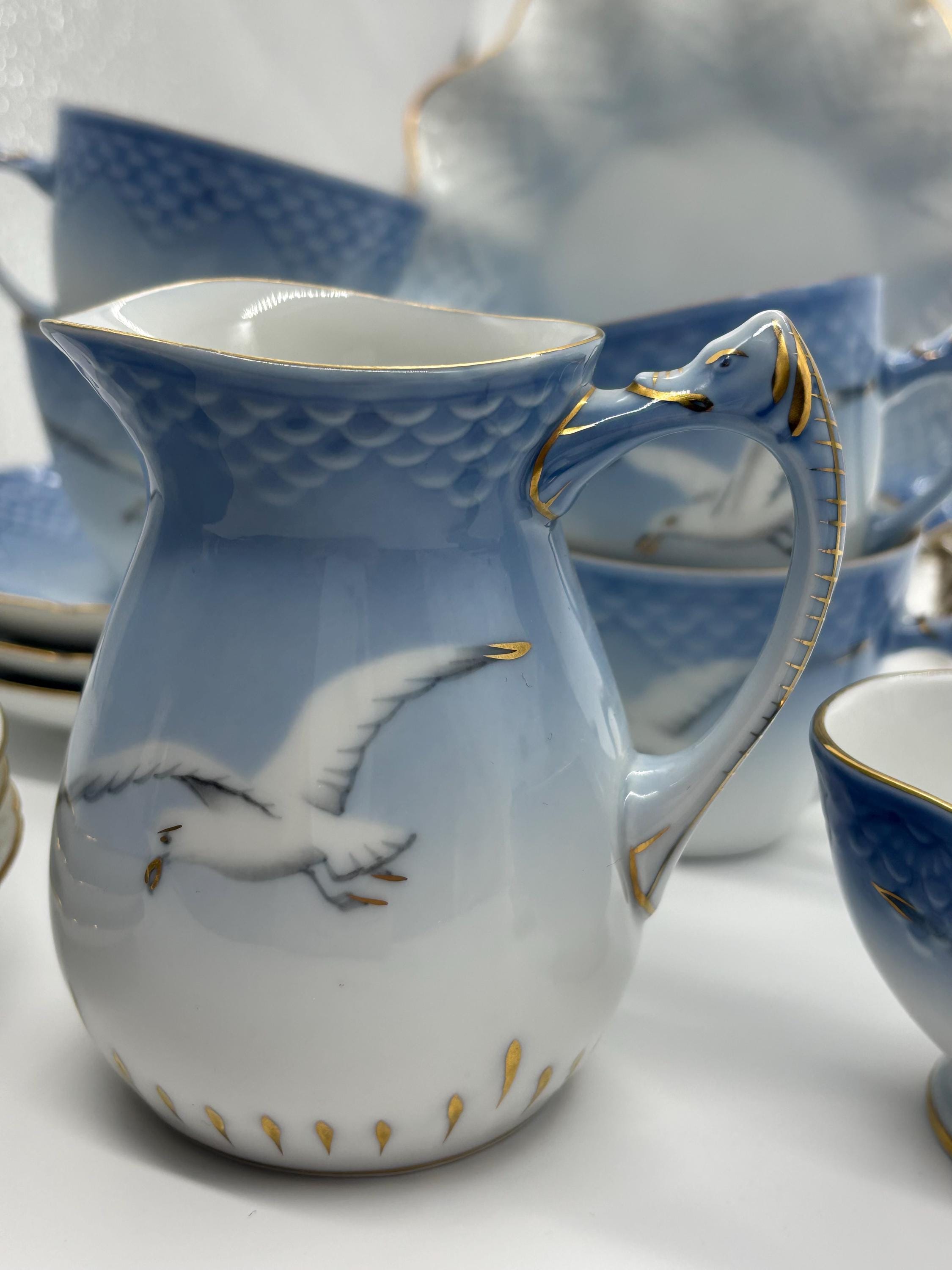 1950s - BING & GRONDAHL, 19 Piece Porcelain Coffee Service in Blue and ...