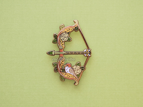 Elven Sparrow Bow Enamel Pin Large Pin Hard Enamel Pin | Etsy
