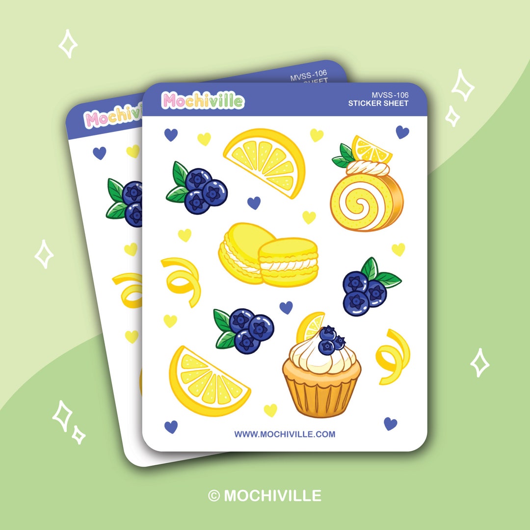 Lemon & Blueberry Pastries Vinyl Sticker Sheet | Planner Bullet Journal ...