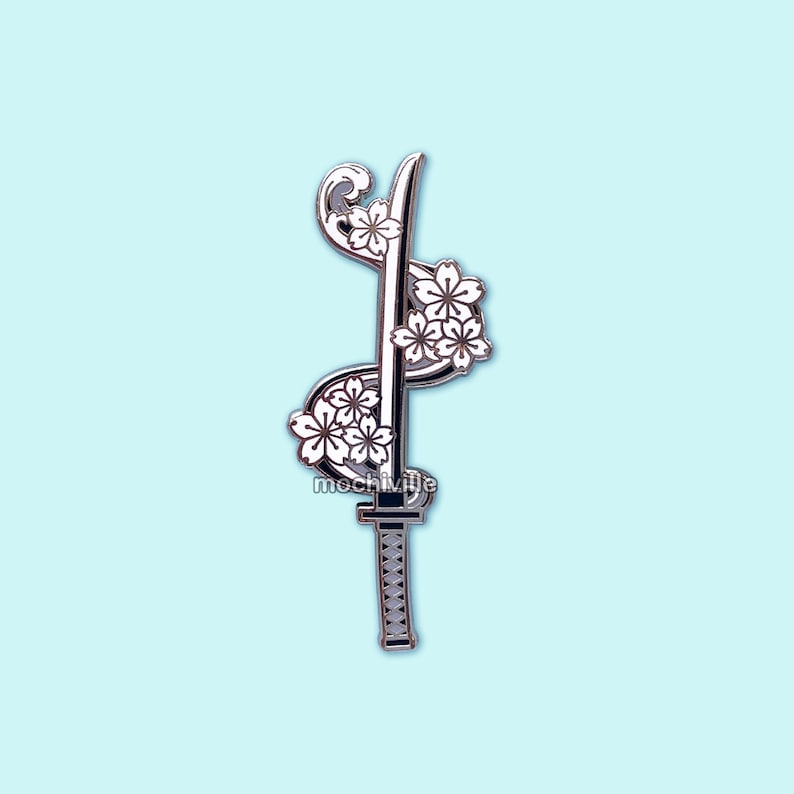 Flowing Sakura Katana Enamel Pin | Large Pin | Hard Enamel Pin | RPG ...