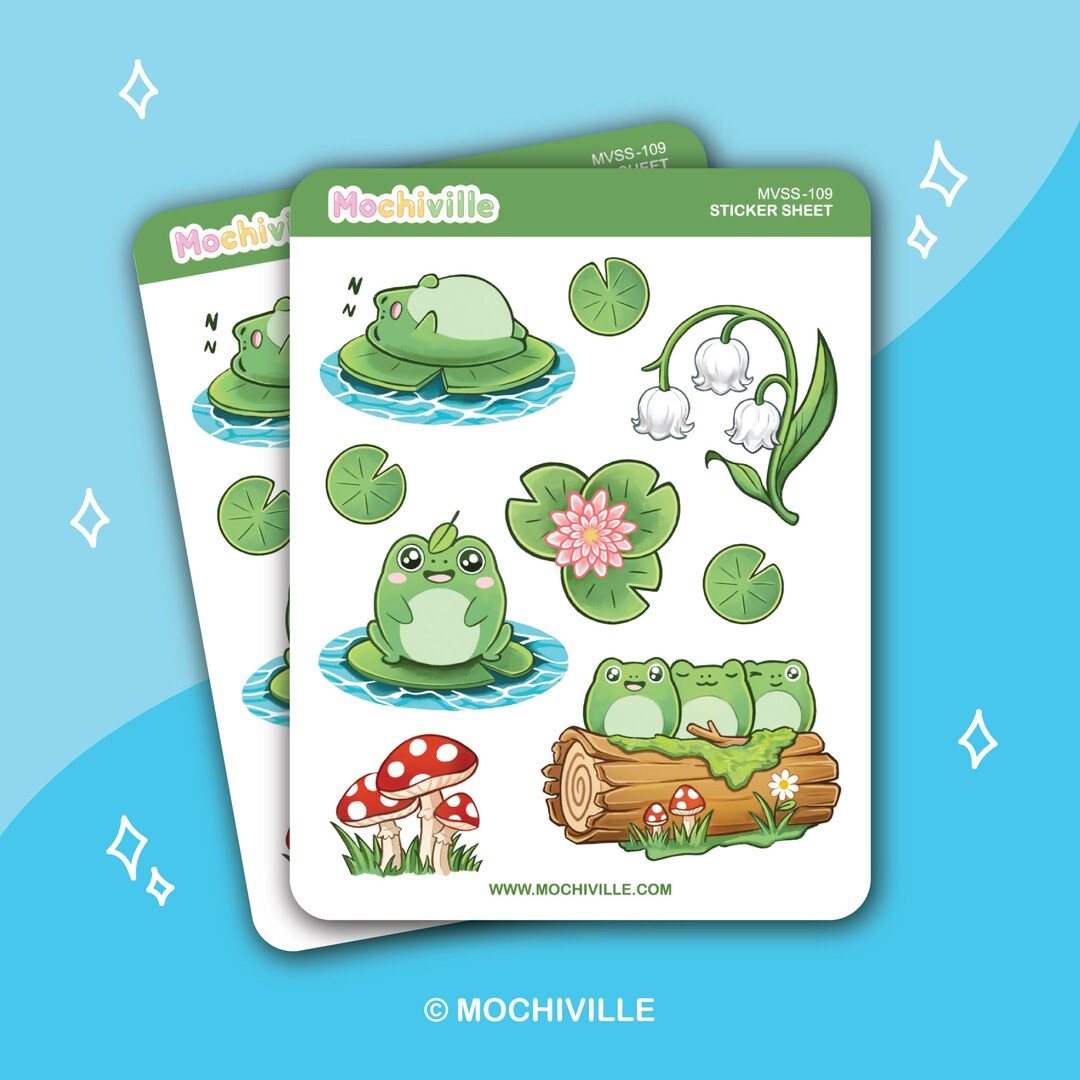 Froggies & Lilies Vinyl Sticker Sheet | Planner Bullet Journal Stickers ...