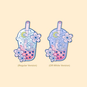 Blue Sakura Bubble Tea Enamel Pin | Soft Enamel With Epoxy | Cherry ...