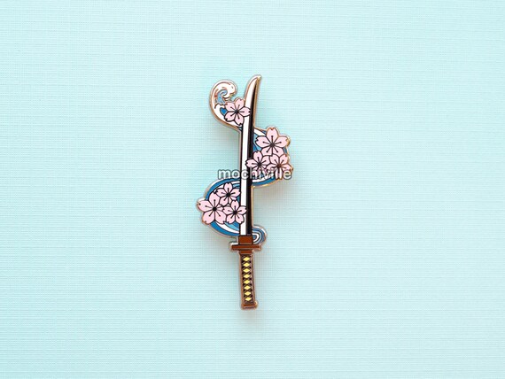 Flowing Sakura Katana Enamel Pin Large Pin Hard Enamel Pin - Etsy