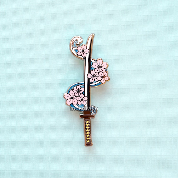 Flowing Sakura Katana Enamel Pin Large Pin Hard Enamel Pin - Etsy