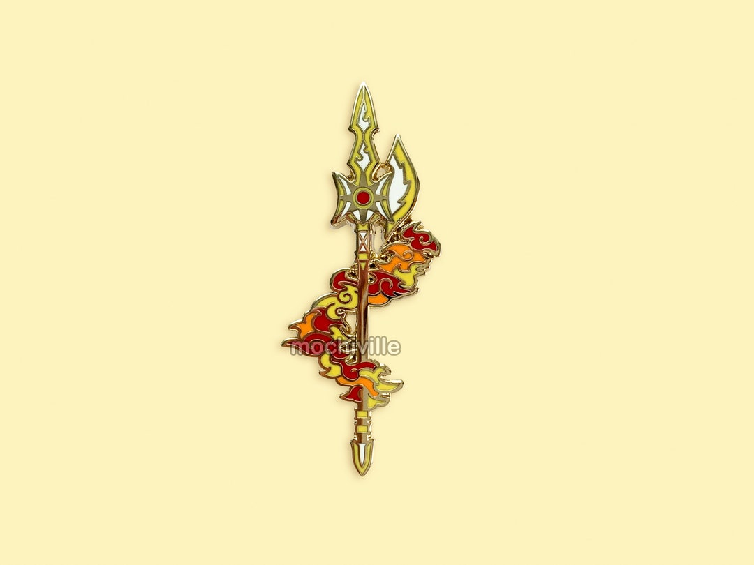 Flaming Halberd Enamel Pin Large Pin Hard Enamel Pin Fantasy RPG ...