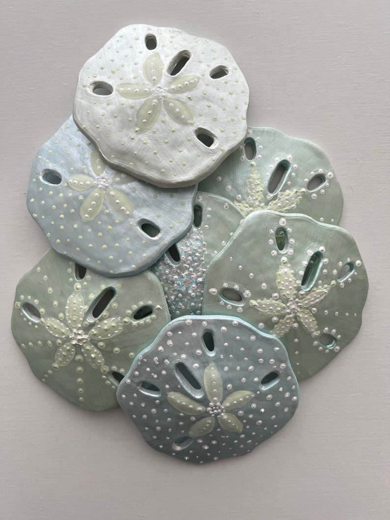 Hand Painted Ceramic Sand Dollar Decor - Etsy