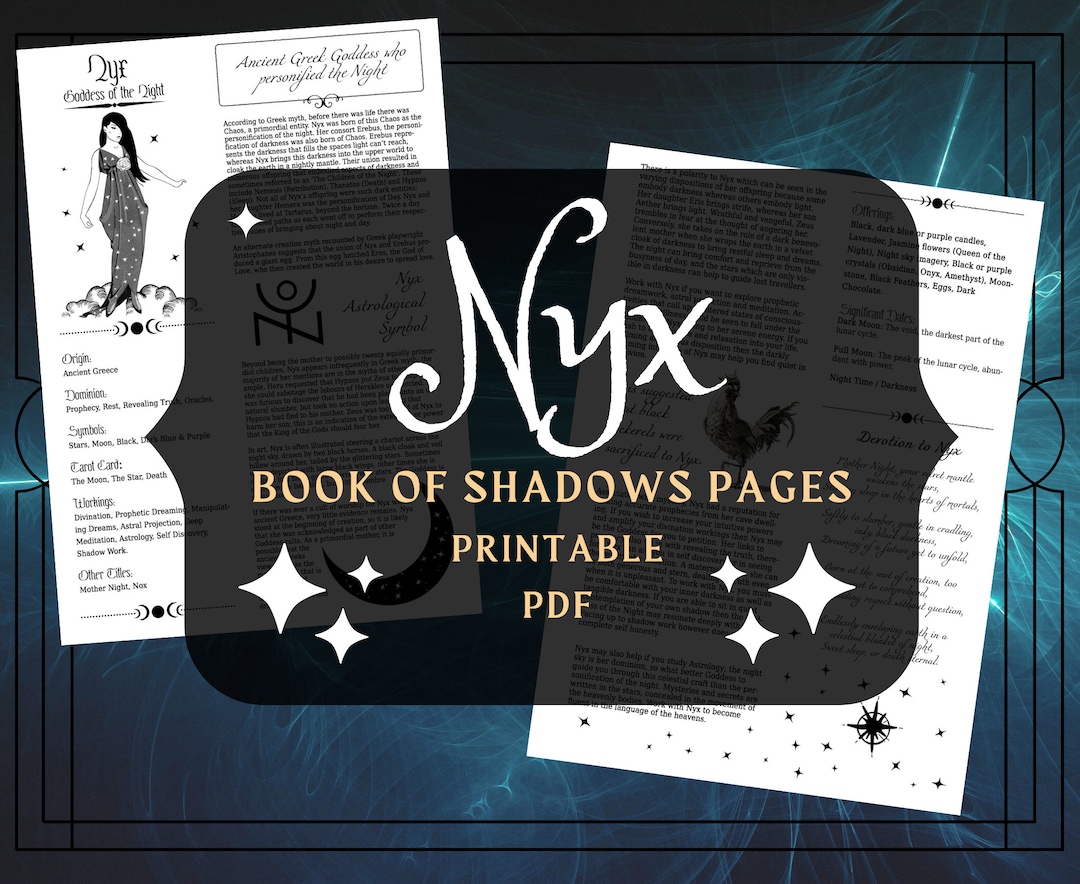 Nyx Book of Shadows Pages: Dark Goddess Grimoire (PDF) - Etsy