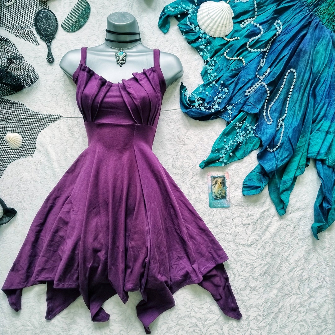 Sea Witch Dress Pointed Hem Dress Mermaid Dress for Women Pagan Dress ...
