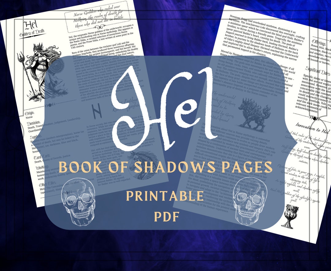 Hel Printable Pages Hel Book of Shadows Pages Norse Goddess Profile Hel ...
