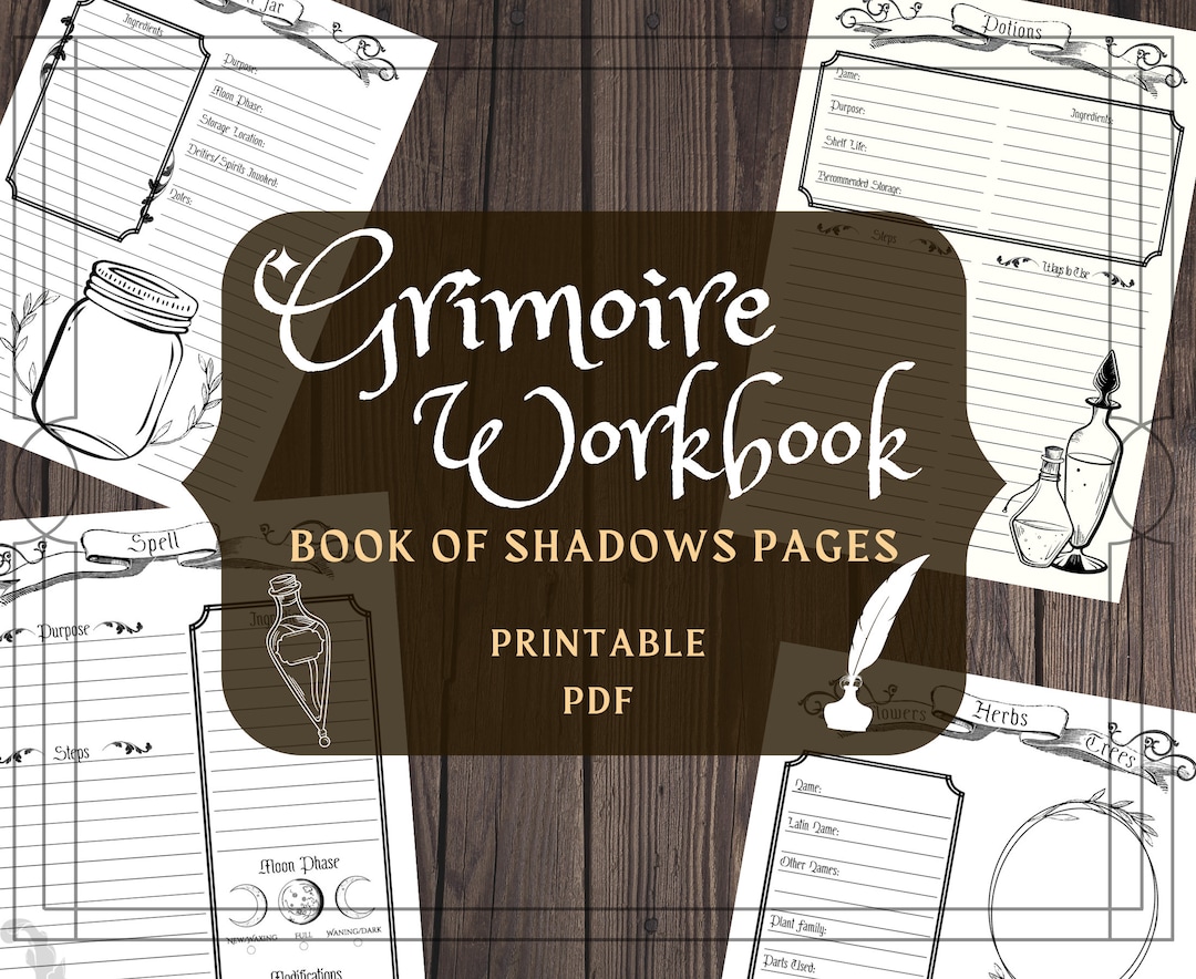 Printable Book of Shadows: Blank Grimoire Pages, Spell & Herb Templates ...