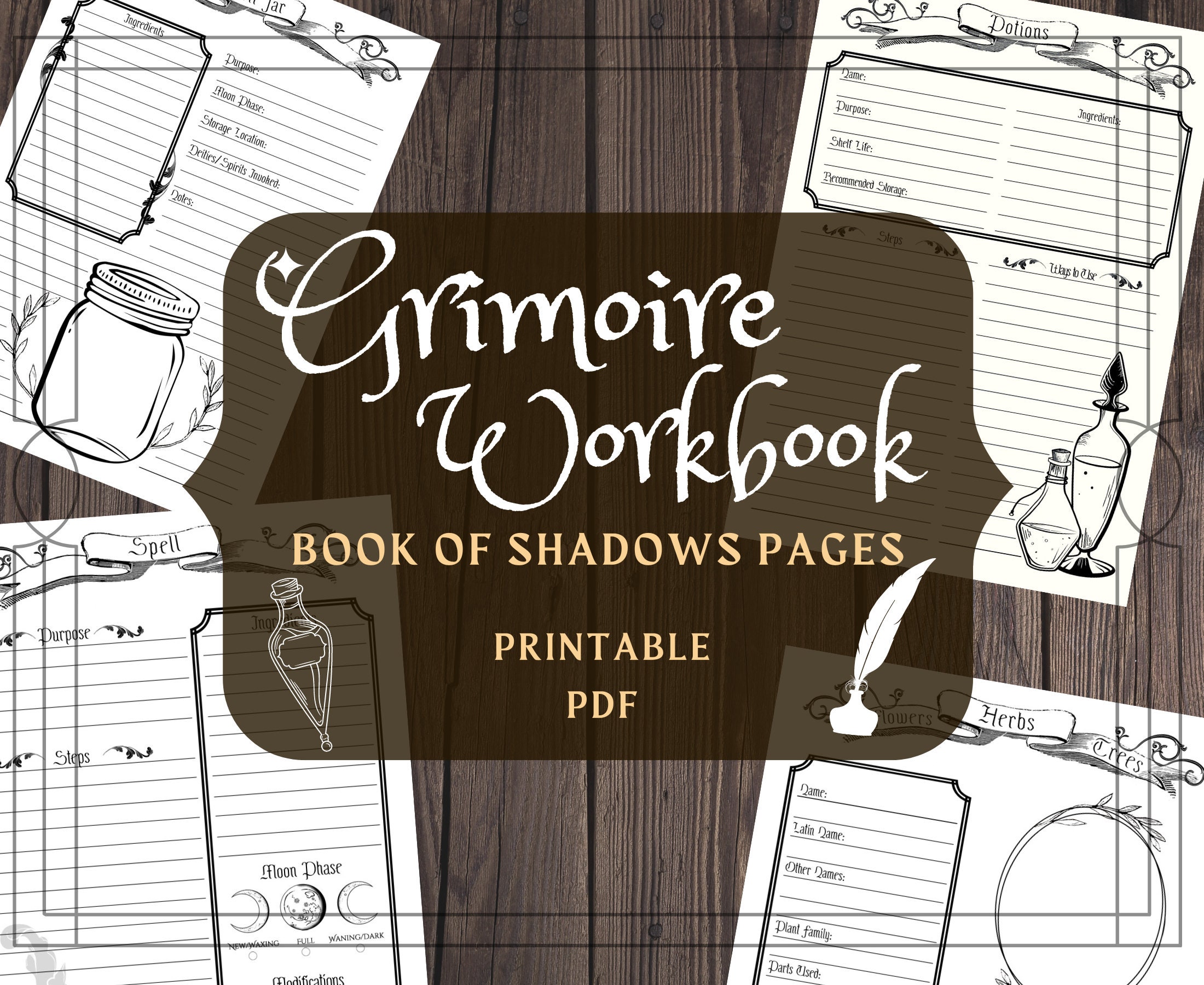 Blank Grimoire Pages Printable Book of Shadows Blank Spell - Etsy