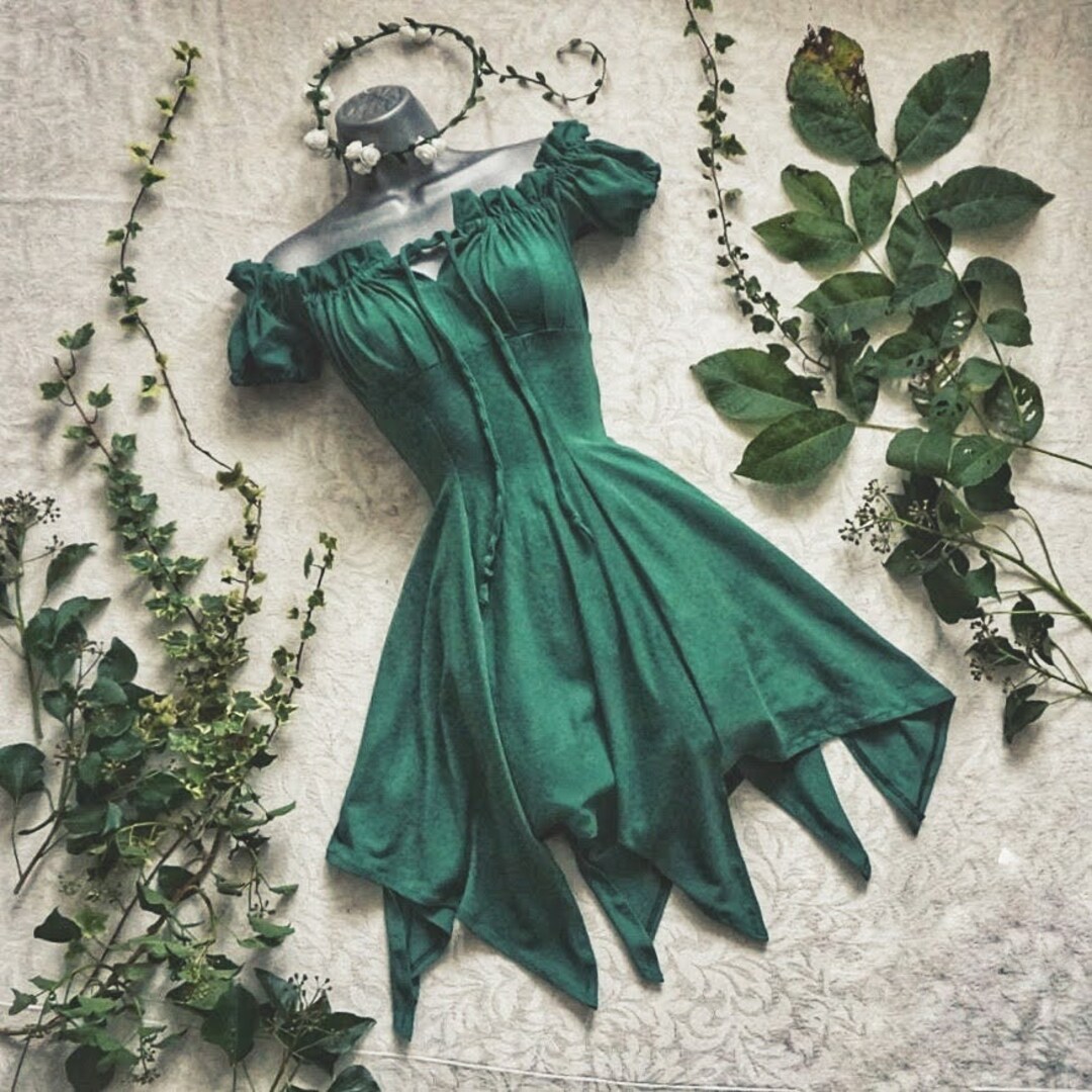 Green Witch Dress Kore Dress Nymph Woodland Fairy Pagan Dress Festival ...