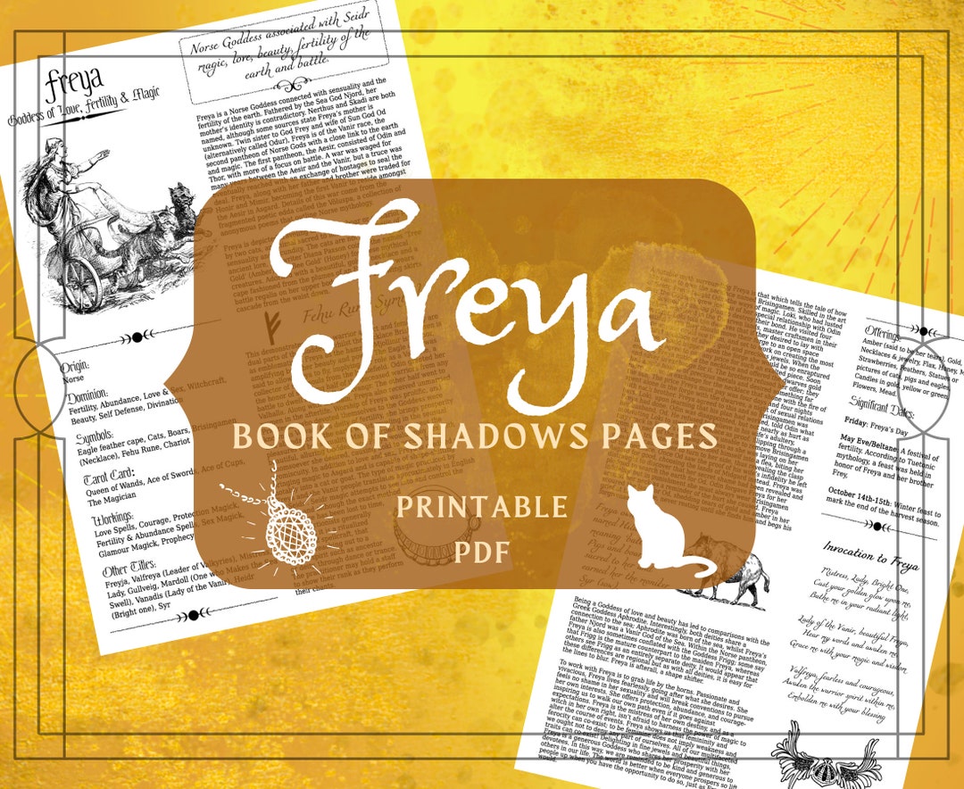 Freya Printable Pages - Freya Book of Shadows Pages - Norse Goddess ...