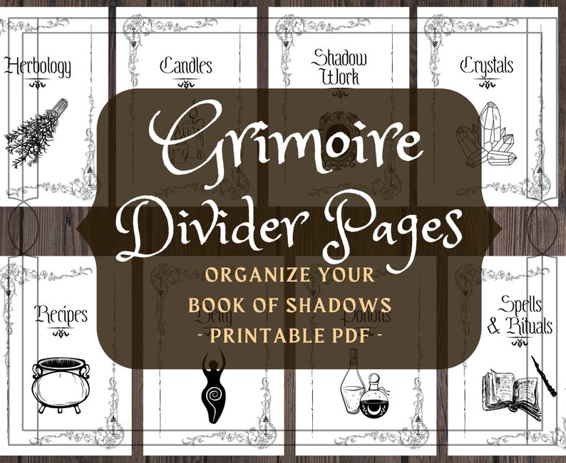 Grimoire Divider Pages: Witchcraft Book of Shadows Printable (PDF) - Etsy
