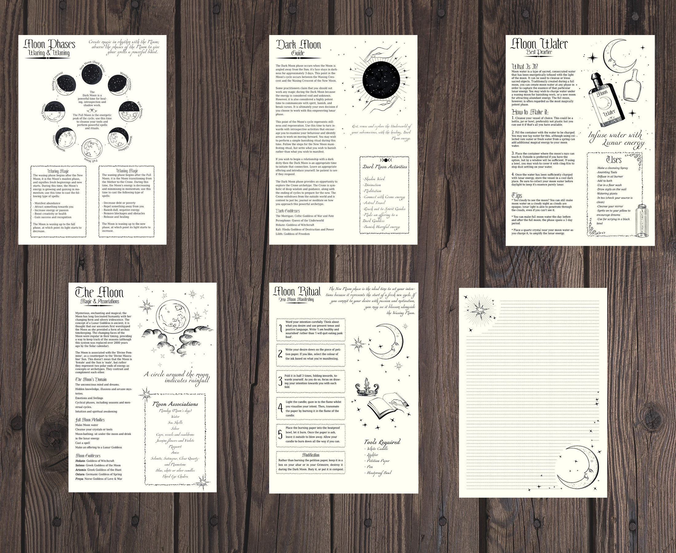 Moon Magic Book of Shadows: Lunar Grimoire Pages (PDF) - Etsy