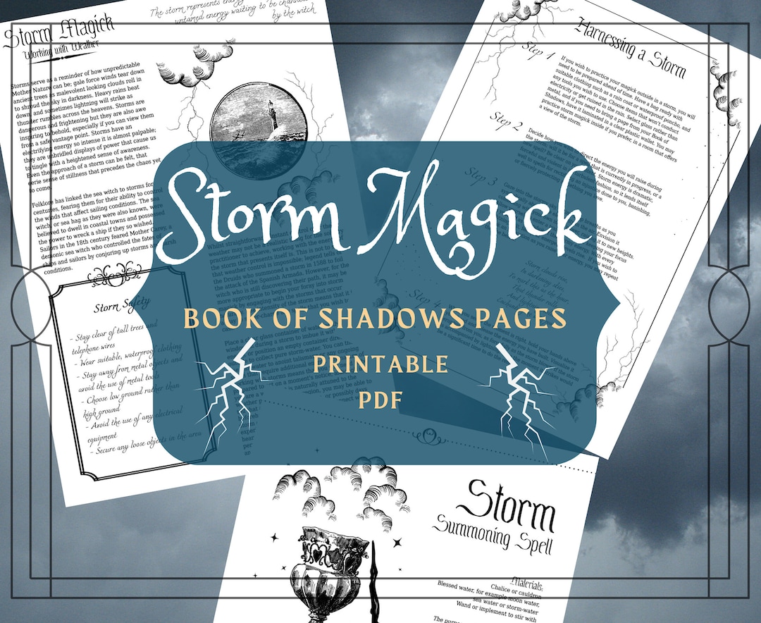 Storm Magic Printable Pages Storm Water Book of Shadows Pages Sea Witch ...
