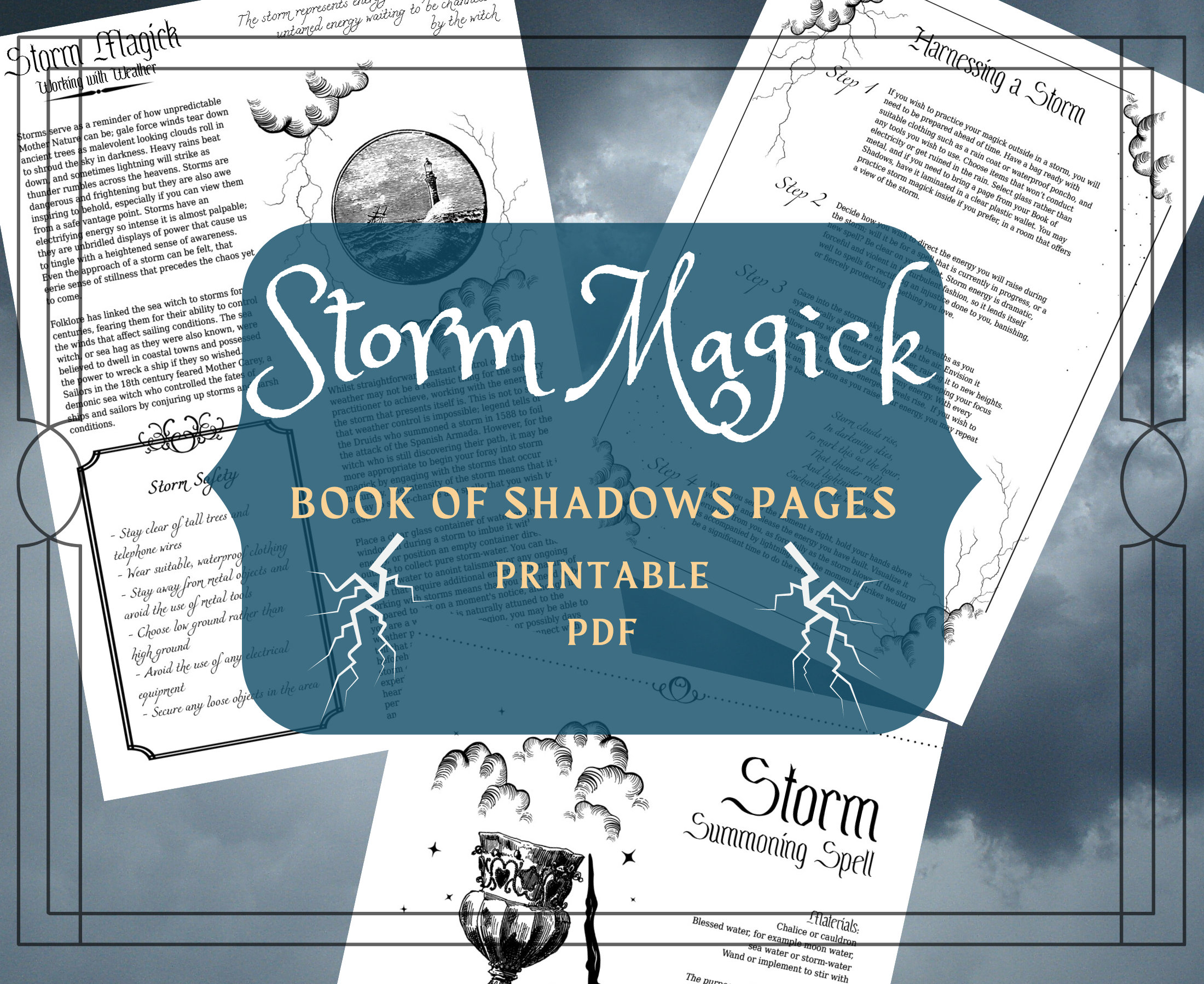 Storm Magic Printable Pages Storm Water Book of Shadows - Etsy