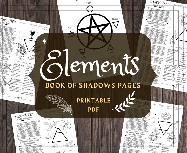 Four Elements Book of Shadows Pages: Witchcraft Grimoire (digital ...