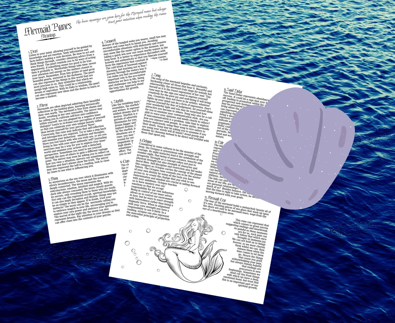 Mermaid Runes Sea Witch Book of Shadows Pages Printable Book of Shadows ...