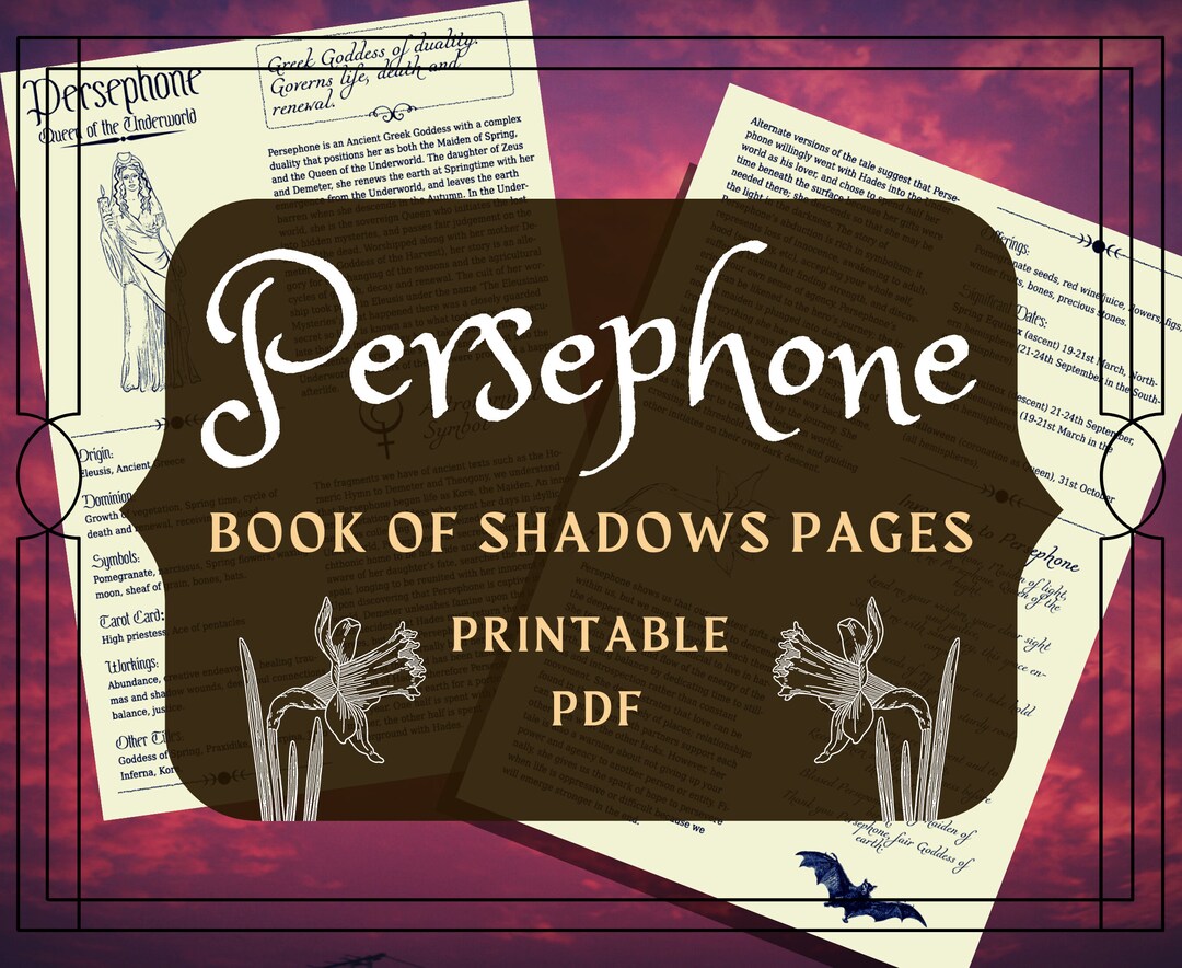 Persephone Book of Shadows Pages: Dark Goddess Profile (PDF) - Etsy