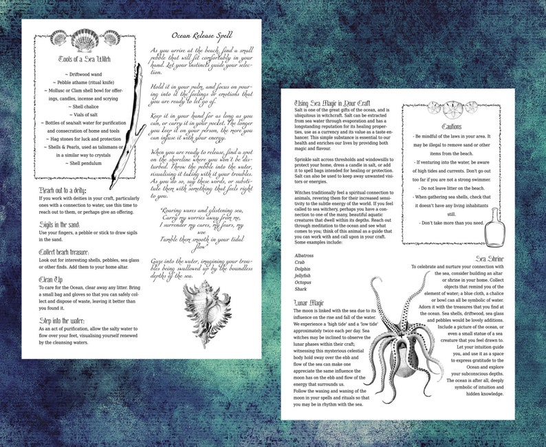 Sea Witch Book of Shadows Pages: Printable Grimoire (PDF) - Etsy