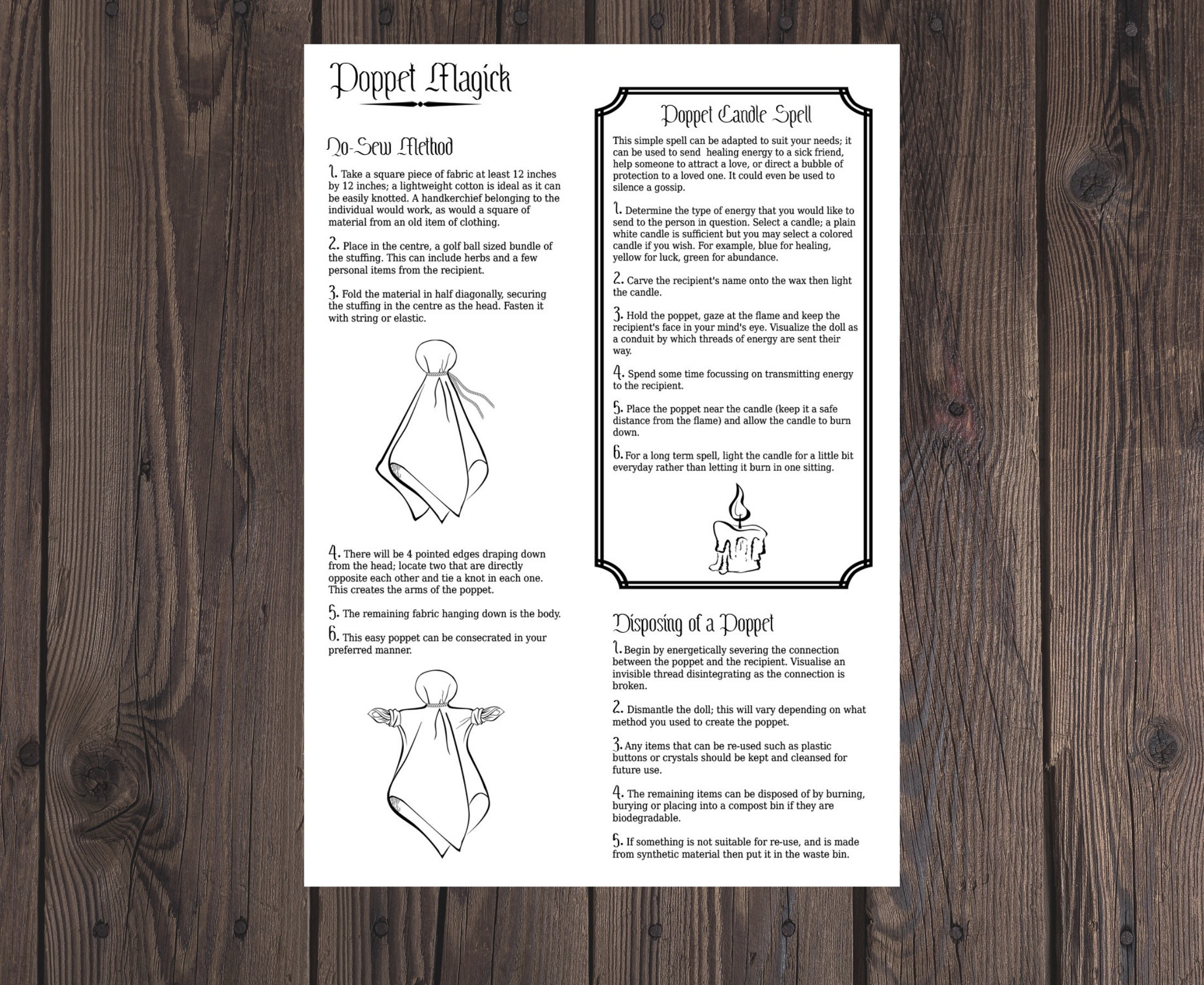 Poppet Magic: Voodoo Doll Sewing Pattern & Spell (printable Pages) - Etsy